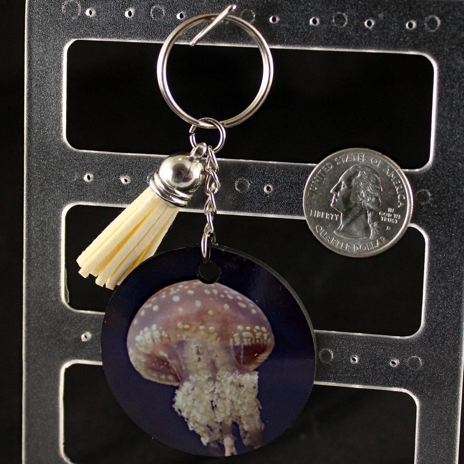 Sea Creatures Double Sided Keychain: White Spotted Jellyfish and Jelly ...