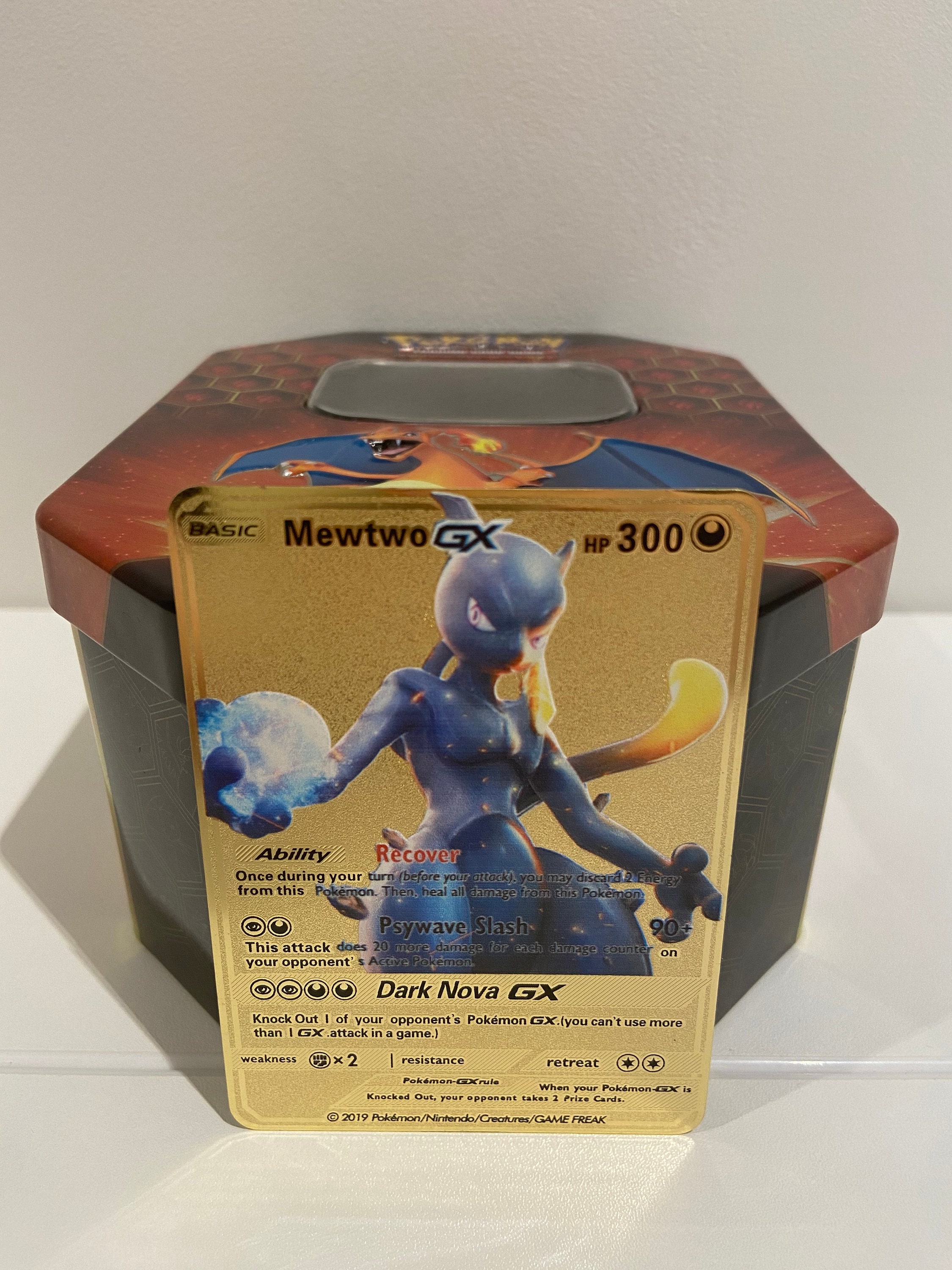 Mewtwo GX Pokemon Card Gold Metal Etsy