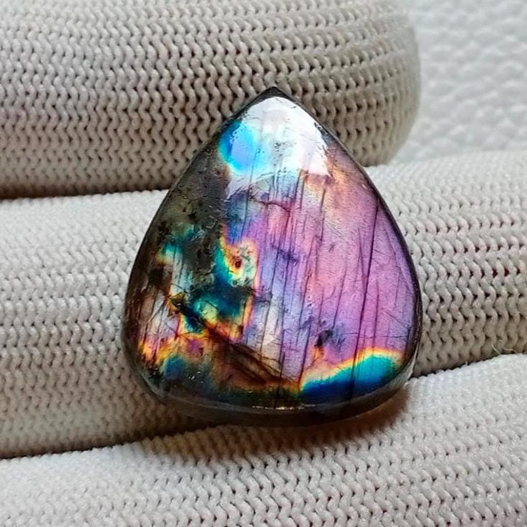 Likable Unique Multi Rare Purple Fire Labradorite Gemstone, Silver ...