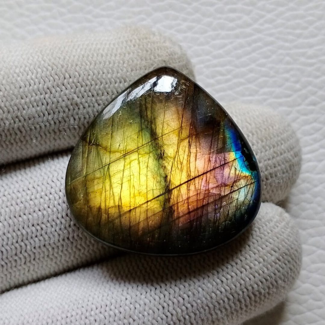 Natural Multi Rare Yellow Flashy Labradorite Gemstone, Silver Jewelry ...