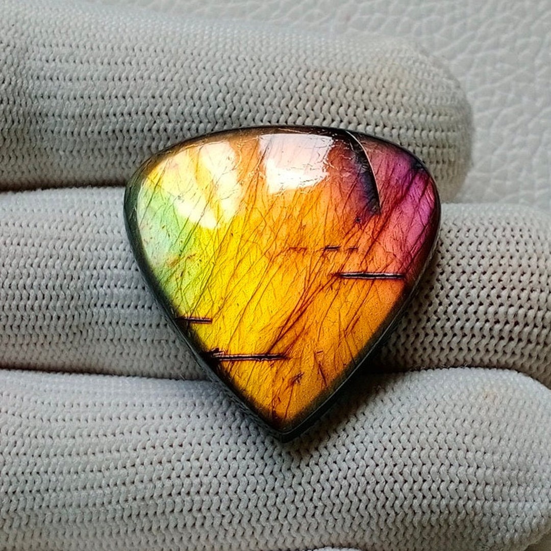 Gorgeous Unique Multi Rare Yellow Flashy Labradorite Gemstone, 32X31X6 ...