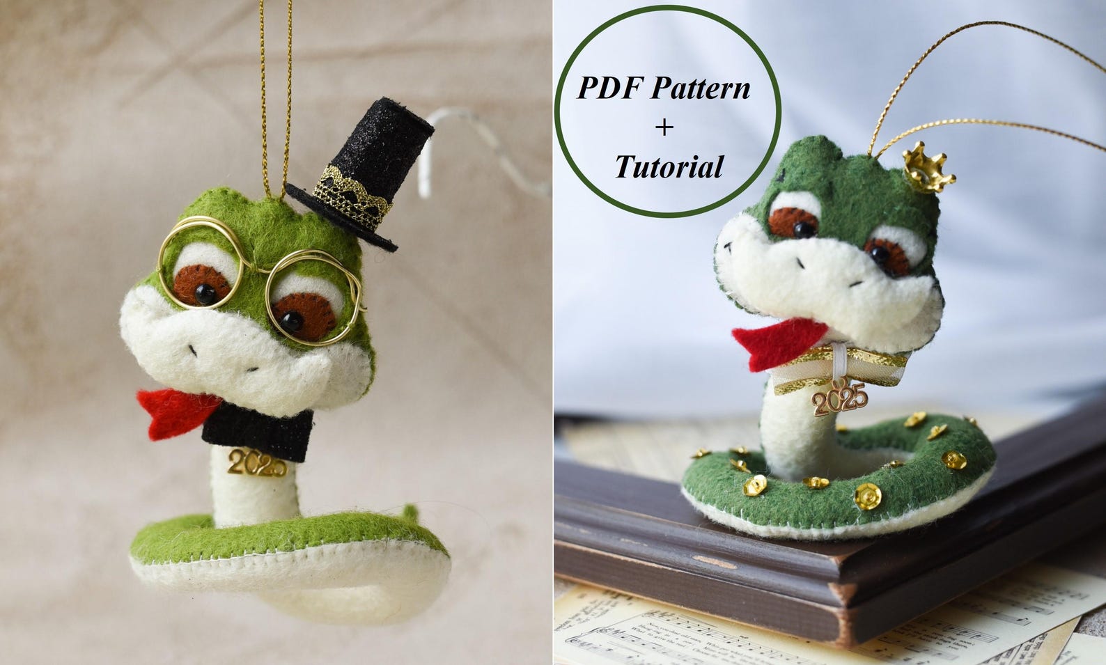 PDF Snake Felt Toy Ornament 2025. Instant Download. Sewing Tutorial.pdf ...