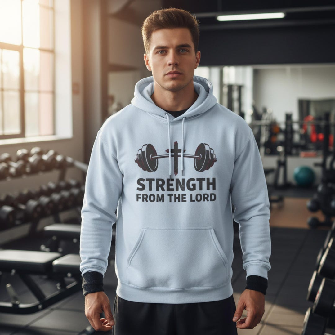 Strength From the Lord Christian Workout Hoodie | Faith-based Fitness ...
