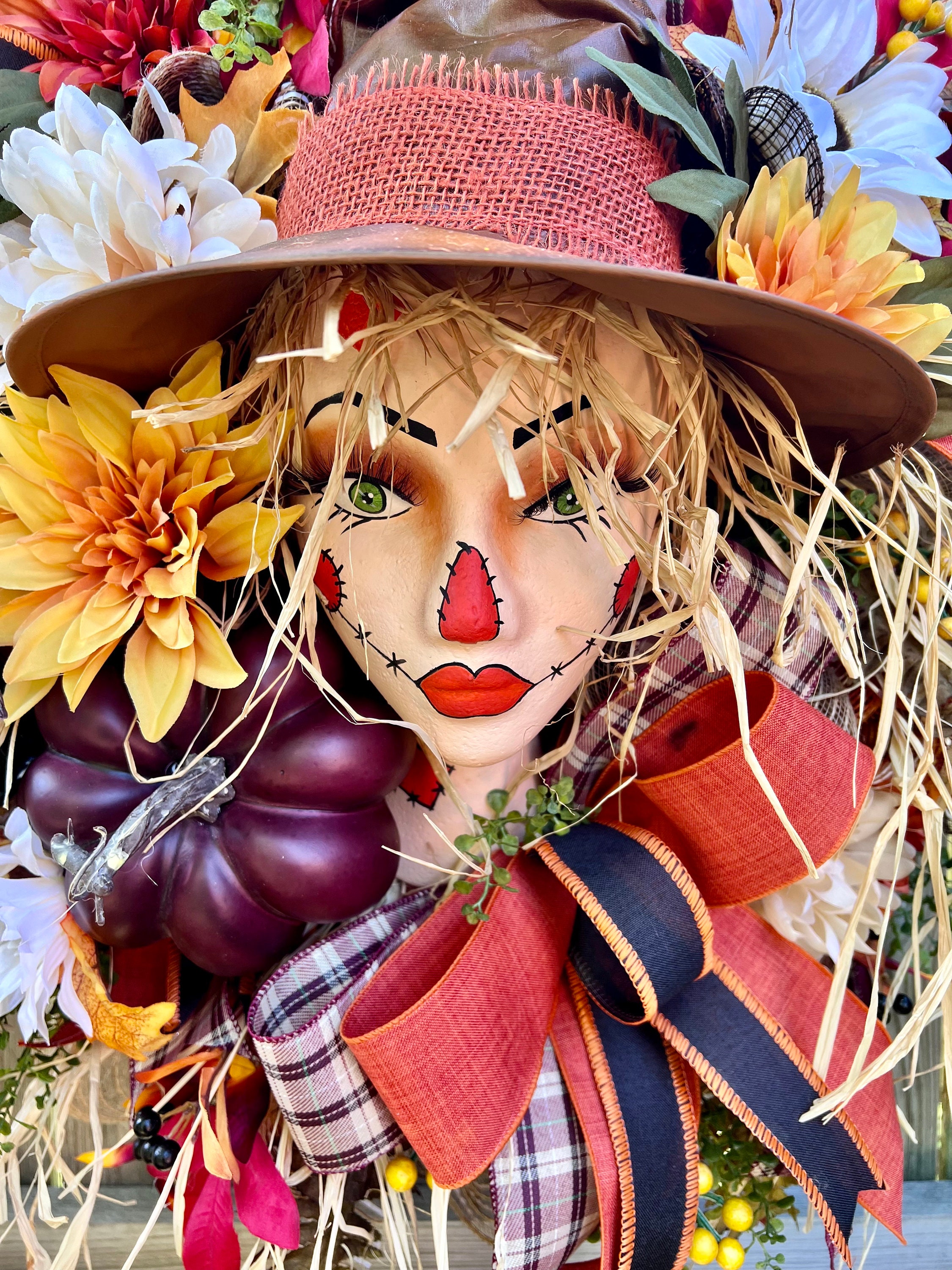 Fall/halloween Wreath, Scarecrow Wreath, Mannequin Head Wreath - Etsy