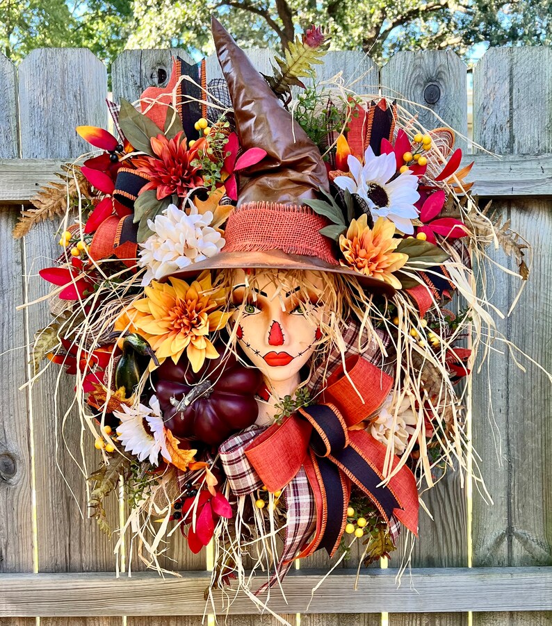 Fall/halloween Wreath, Scarecrow Wreath, Mannequin Head Wreath - Etsy