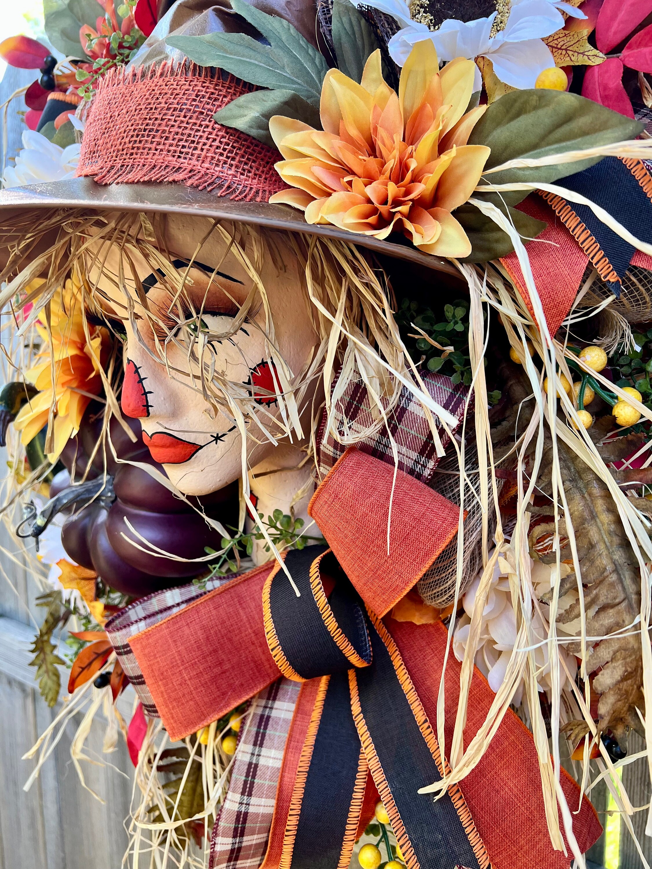 Fall/halloween Wreath, Scarecrow Wreath, Mannequin Head Wreath - Etsy