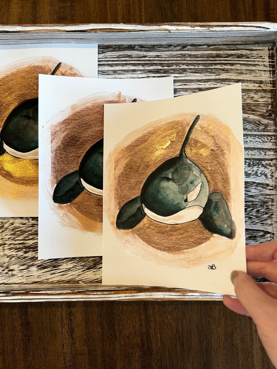 Orca Whale Art, Orca Watercolor Art, Individualy Embellished Art Print ...