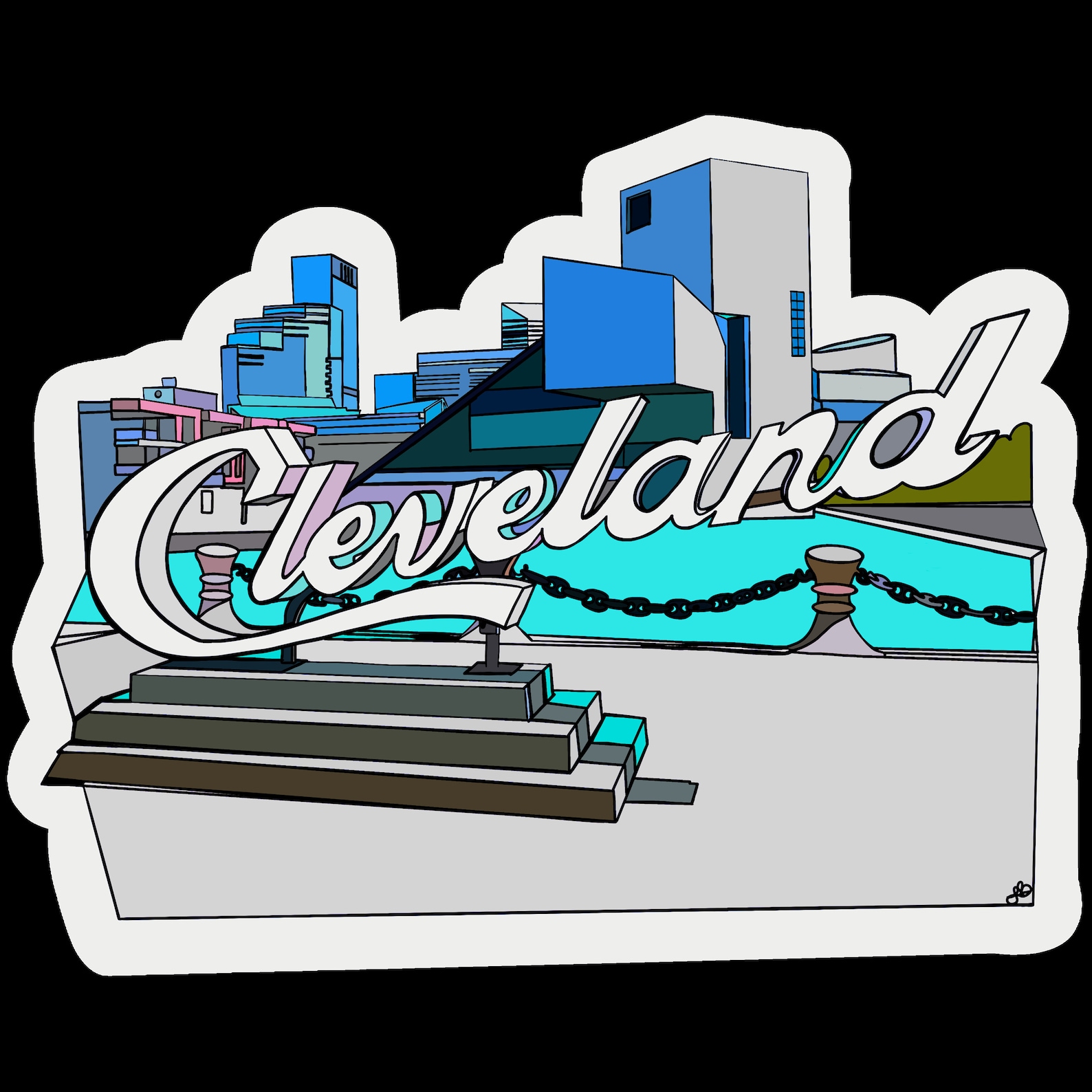 Cleveland Ohio Script Harbor Sign Sticker Cleveland Script - Etsy