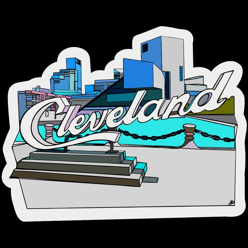 Cleveland Ohio Script Harbor Sign Sticker Cleveland Script - Etsy