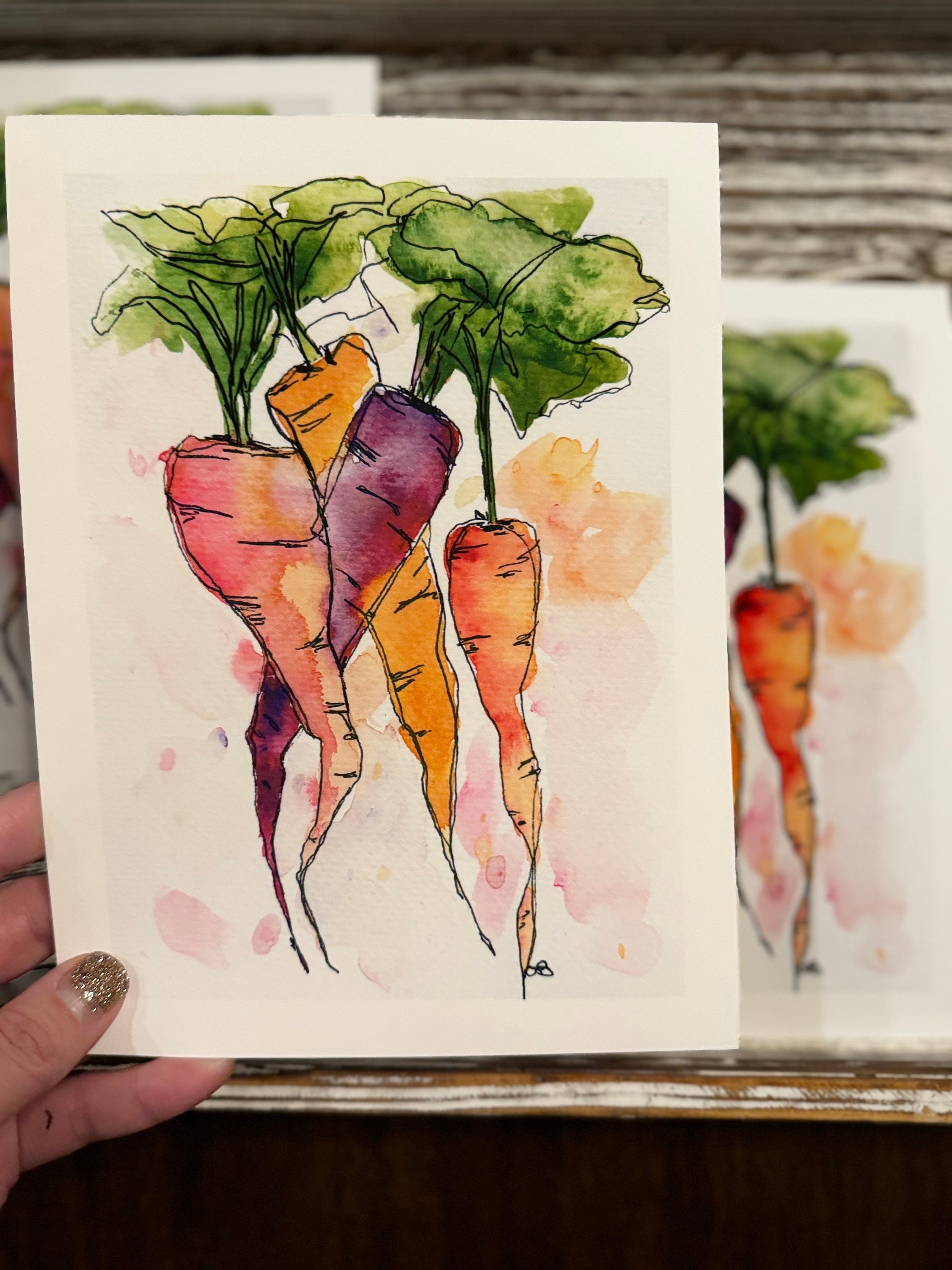 Carrots Art, Colorful Carrot Watercolor Art Print, Watercolor Art ...