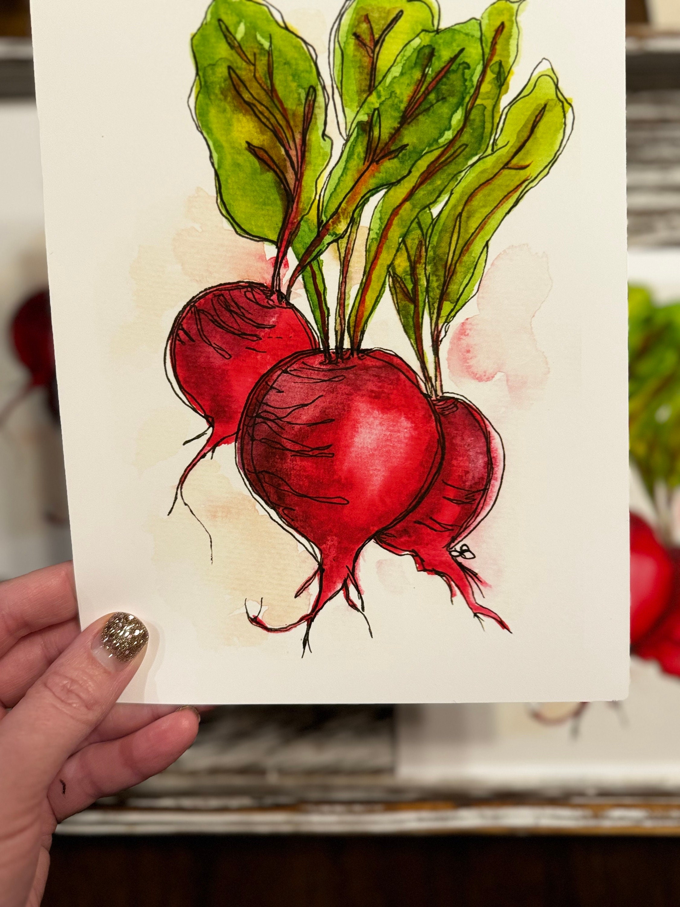 Beets Watercolor Art Print: Colorful Kitchen Wall Decor - Etsy