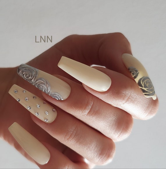 Ivory Press on Nails Ivory Nails Press on Nails Wedding | Etsy