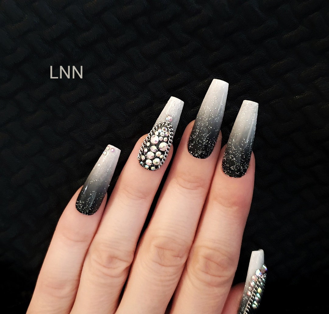 Black Ombre Press on Nails, Ombre Press on Nails, Black Nails, Gradient ...