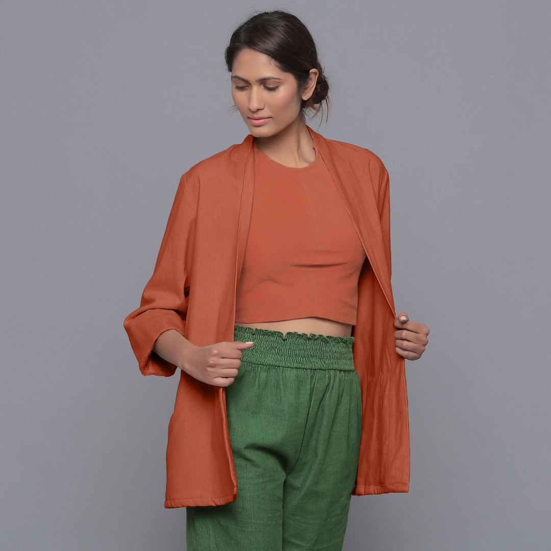 Sunset Rust Front Open Overlay, Corduroy Short Overlay, Front Open ...