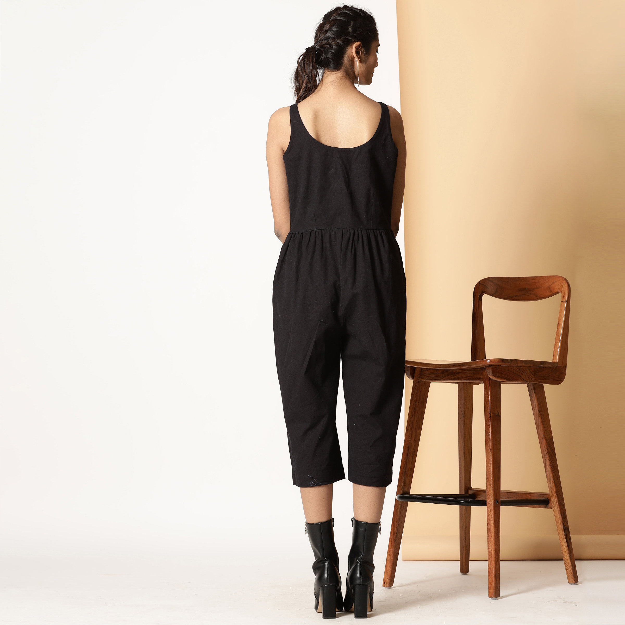 100% Cotton Button-down Jumpsuit, Customizable Jumpsuit, Midi Jumpsuit ...