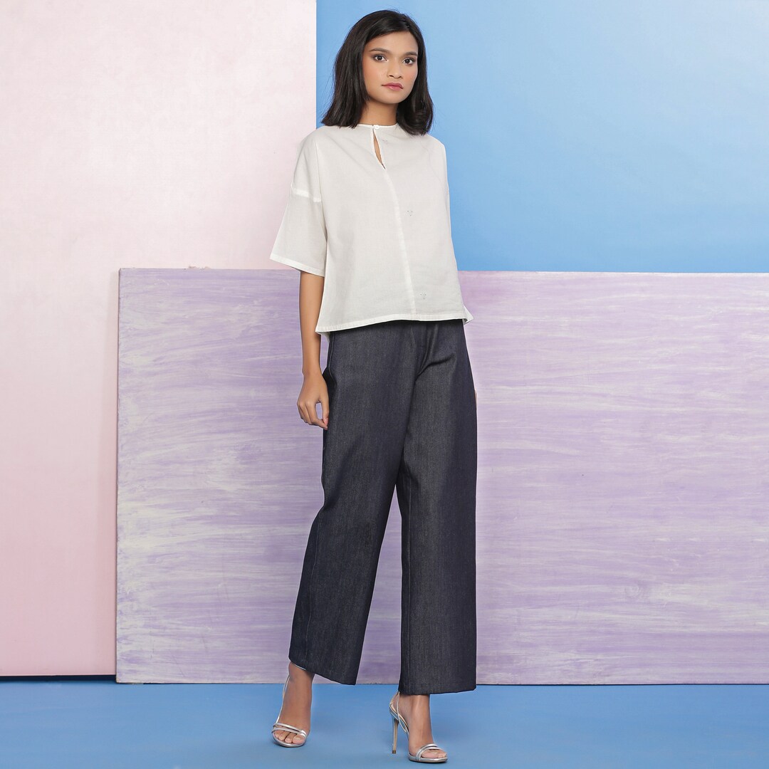Organic Cotton Top and Indigo Jeans Set, Formal Co-ord Set, Organic Top ...