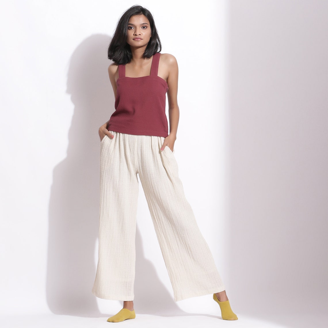 Red Warm Top and Ecru Pant Set, Co-ord Set, Customizable Set - Etsy