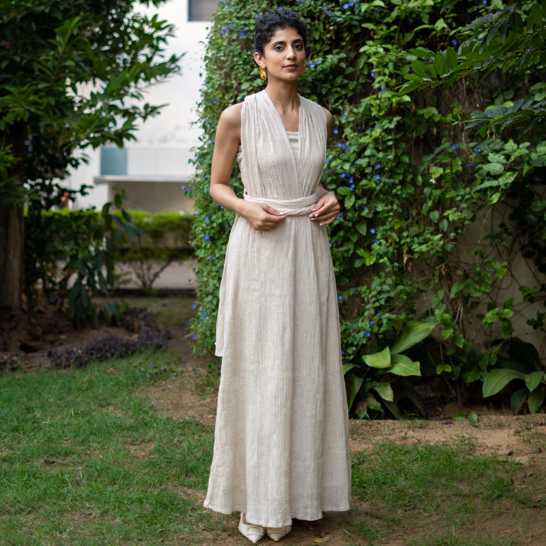 Boho Infinity Drape Gown With Matching Tube - Undyed Crinkled Cotton ...