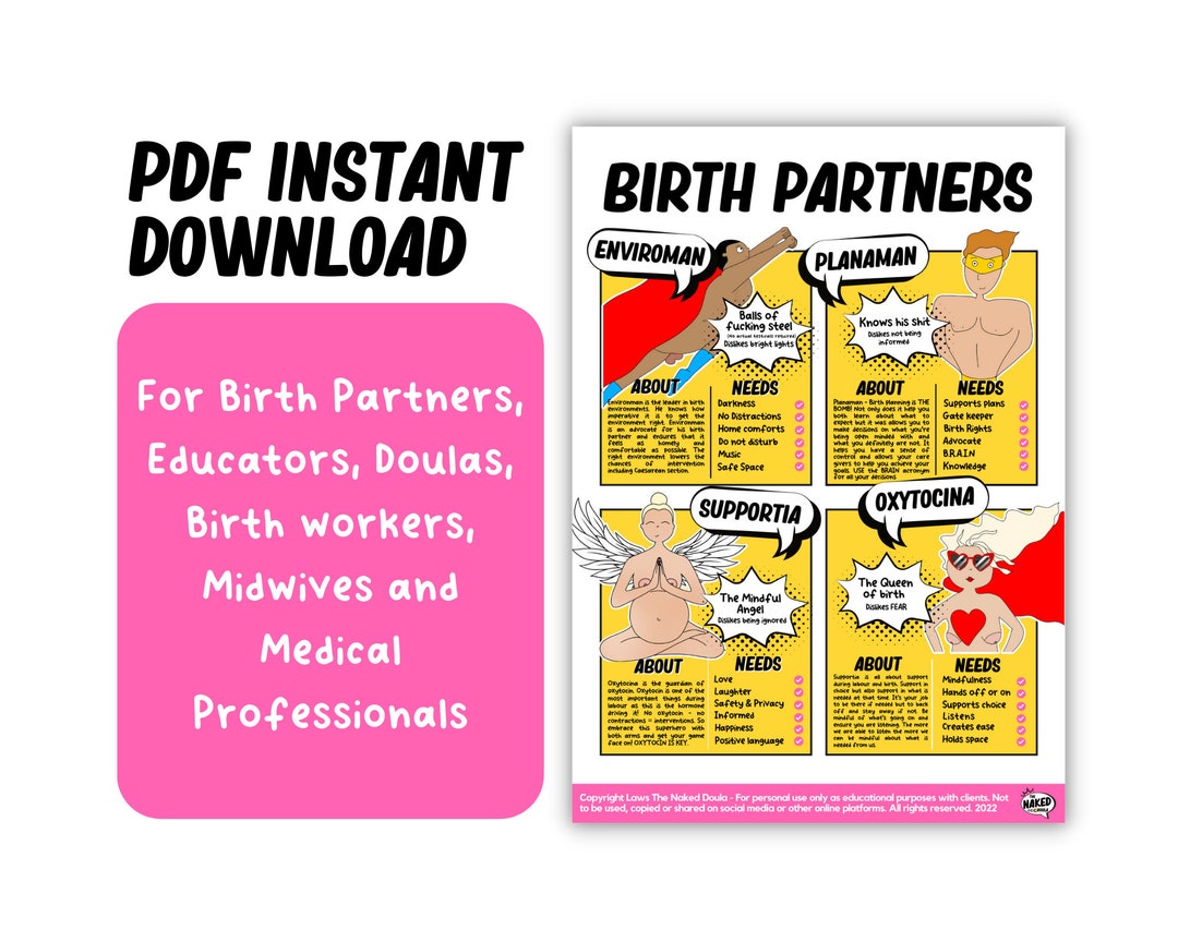 Birth Partner Cheat Sheet – Doula Midwife Printable (digital Download ...