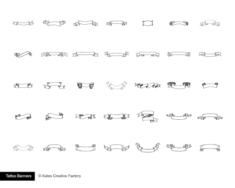 180 Banner Tattoo Procreate Stamps: Old School Ribbon Stencils (digital ...