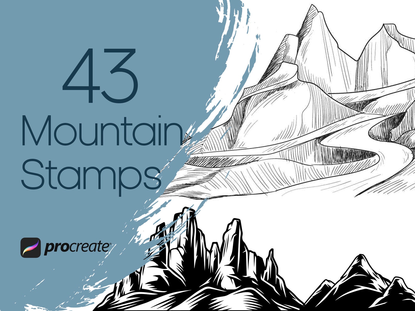 Mountain Procreate Stamps Landscape Procreate Stamps | Etsy