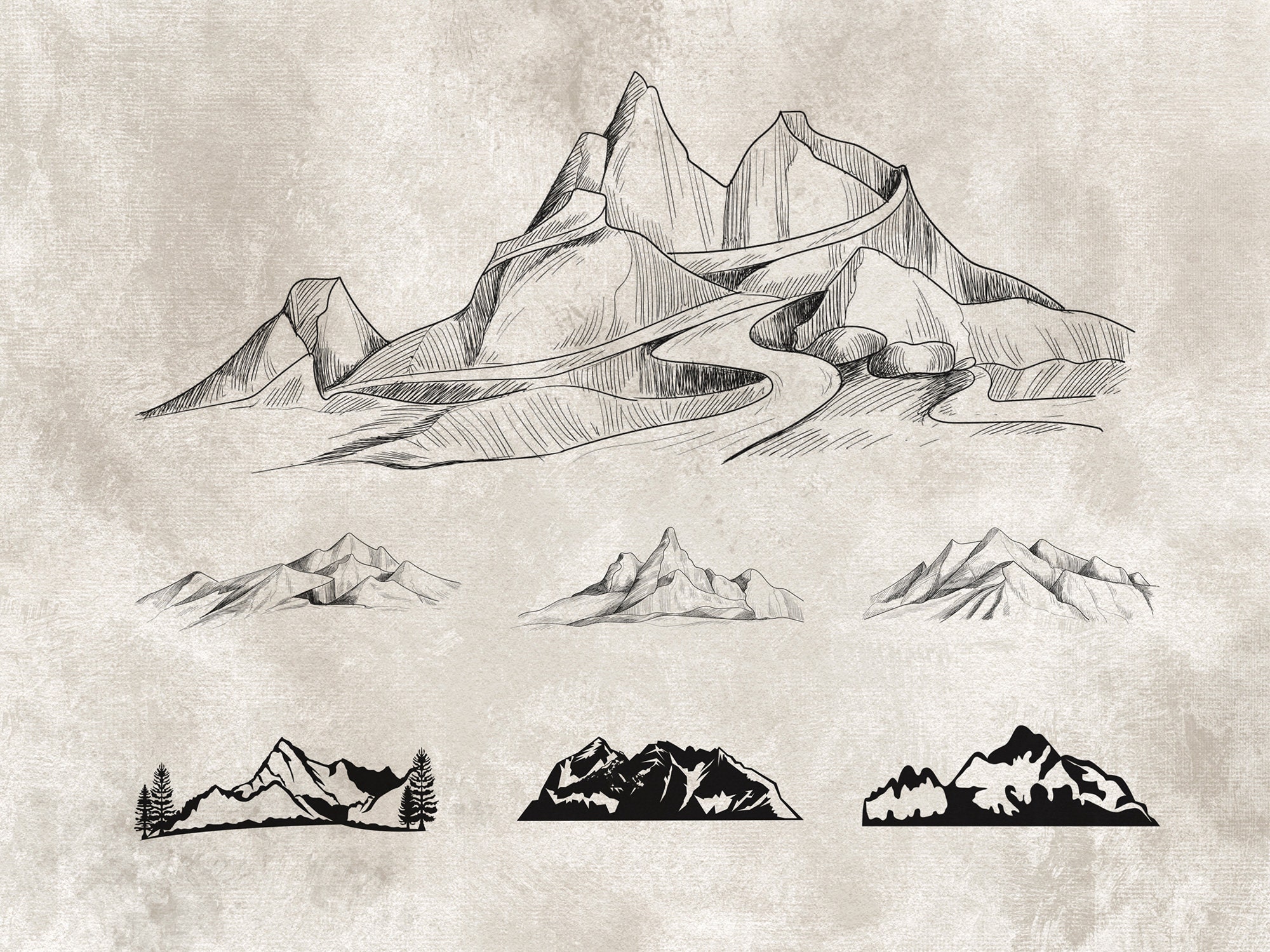 Mountain Procreate Stamps Landscape Procreate Stamps | Etsy