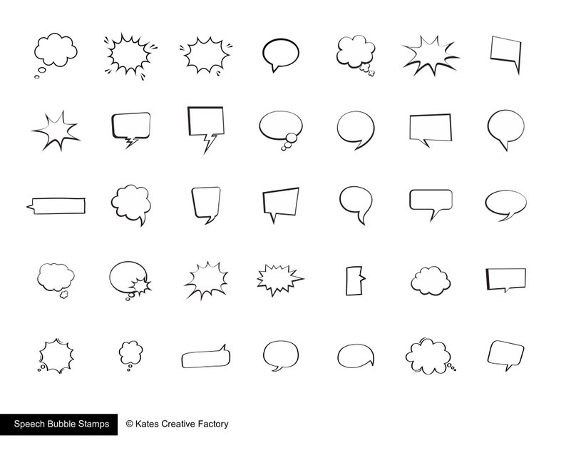200 Speech Bubble Procreate Stamps: Comic & Manga Brushes (commercial ...