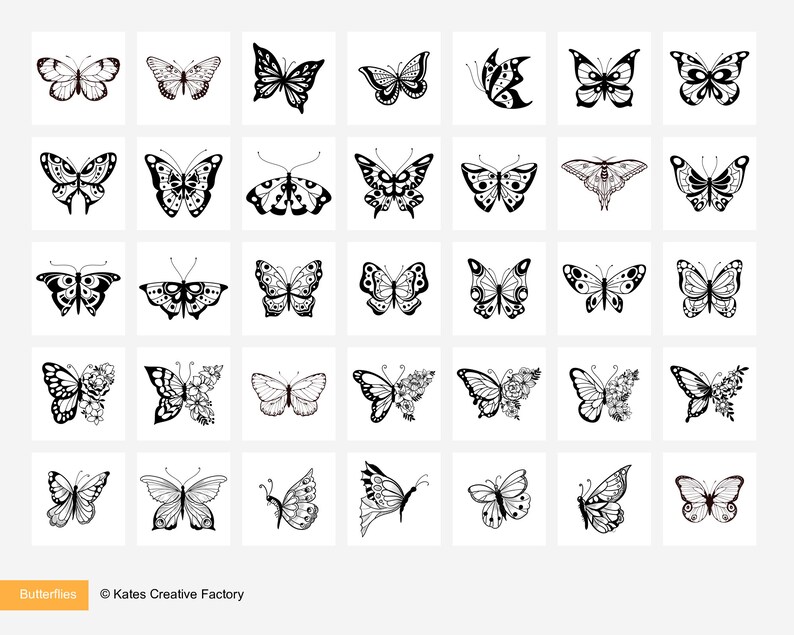 150 Butterfly Tattoo Procreate Stamps: Tattoo Artist Brushes (digital ...