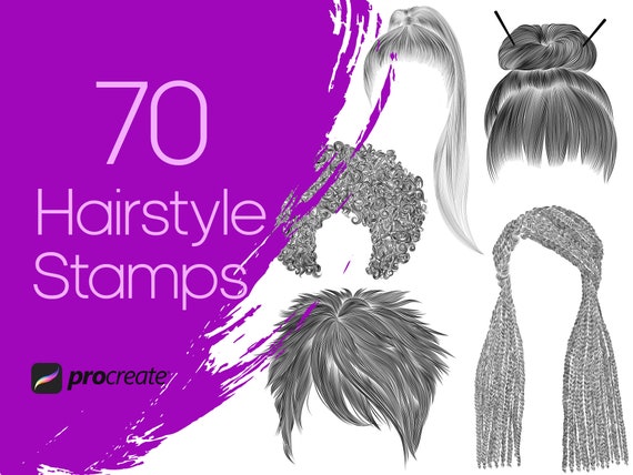 Hairstyle Procreate Stamps Hair Procreate Stamps Straight | Etsy