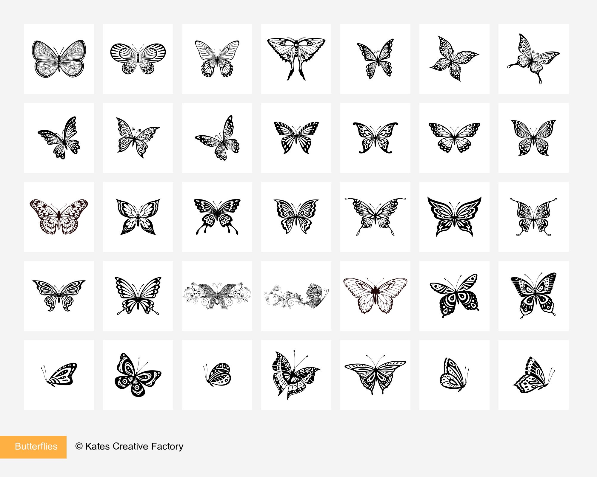 150 Butterfly Tattoo Procreate Stamps: Tattoo Artist Brushes (digital ...