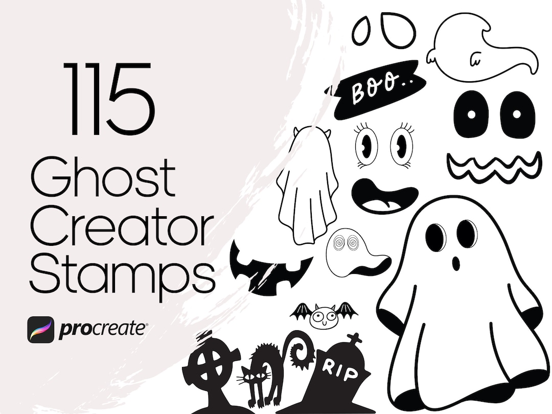 Ghost Creator Procreate Stamp, Halloween Procreate Stamps, Ghost ...