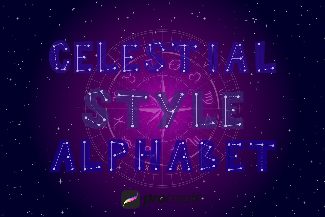 Celestial Alphabet Procreate Stamps | Procreate Lettering | Procreate ...