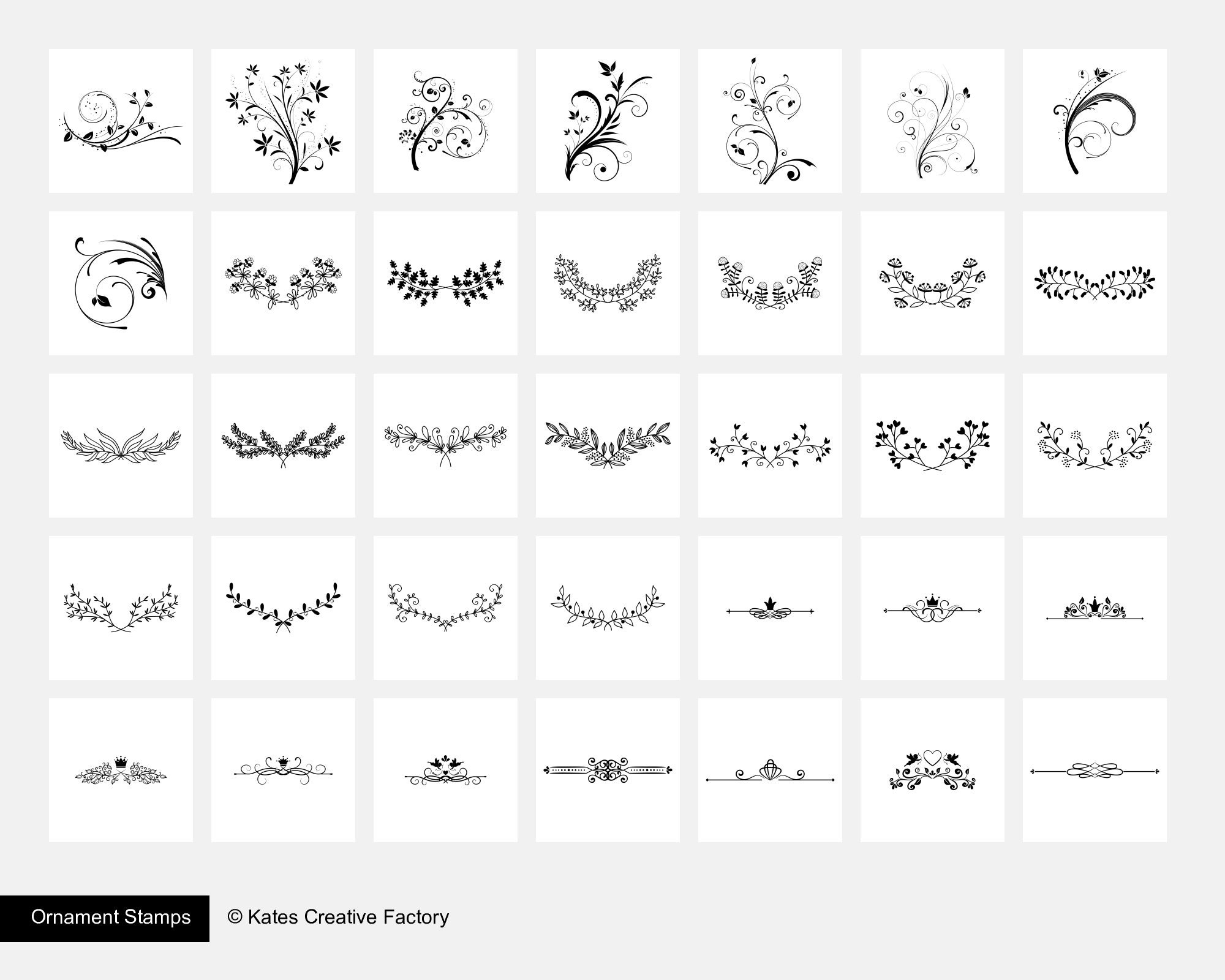 Ornament Procreate Stamps Floral Frame Stamps Ornate | Etsy