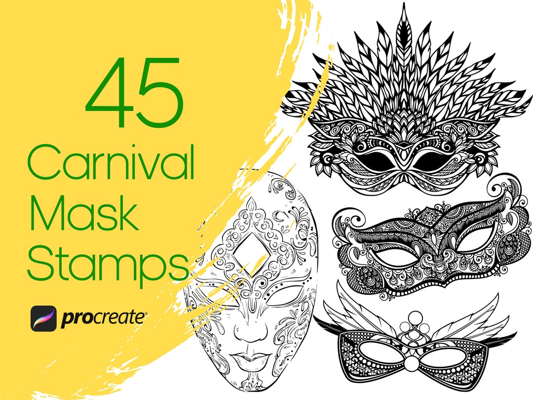 Mask Procreate Stamps | Carnival Mask Procreate Stamps | Lace, Party ...