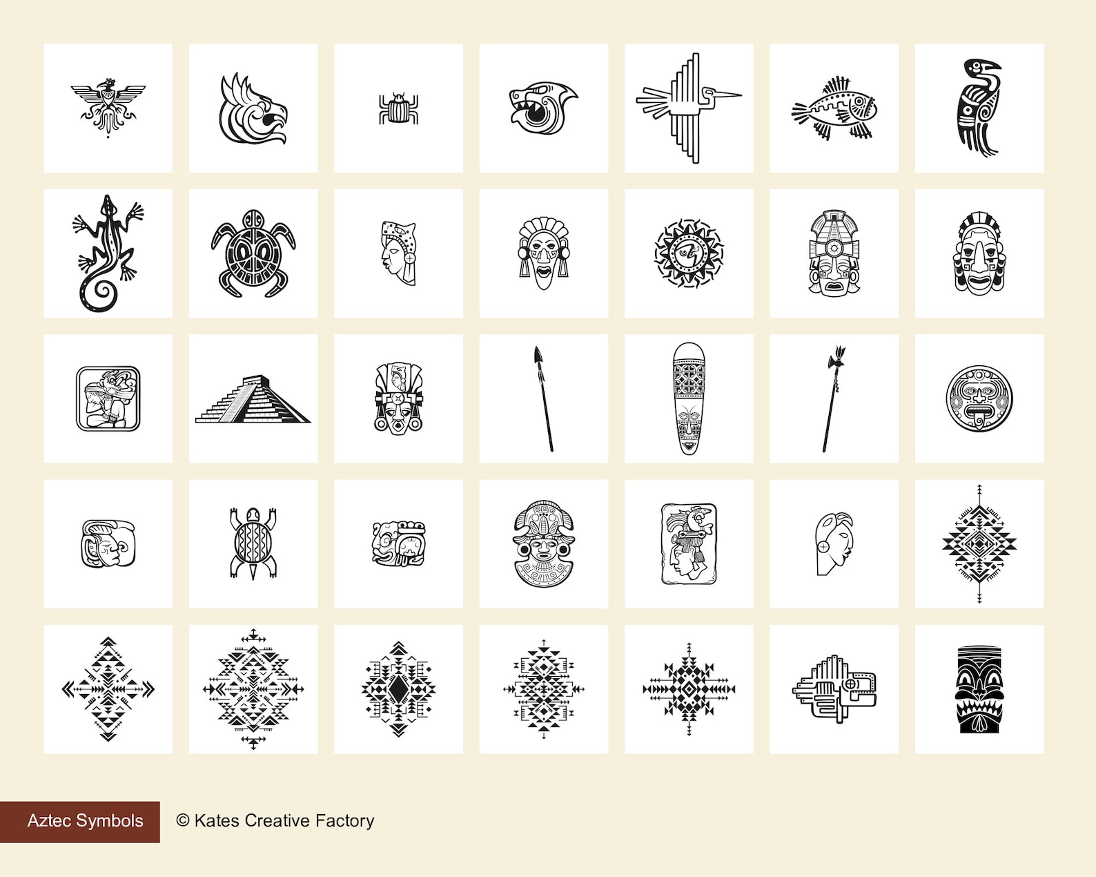 64 Aztec Symbols Tattoo Procreate Stamps Mayan Tattoo - Etsy