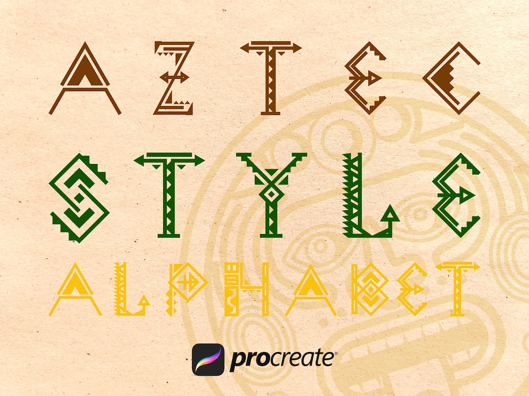 Aztec Alphabet Procreate Stamps: Lettering Brush Set (commercial ...