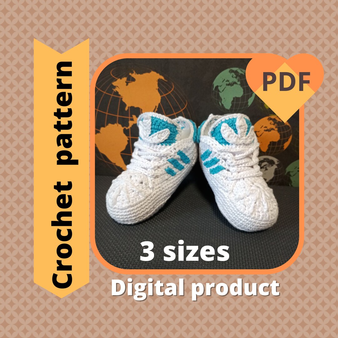 Crochet Baby Sneakers Pattern, Unisex Booties PDF (3 Sizes) - Etsy