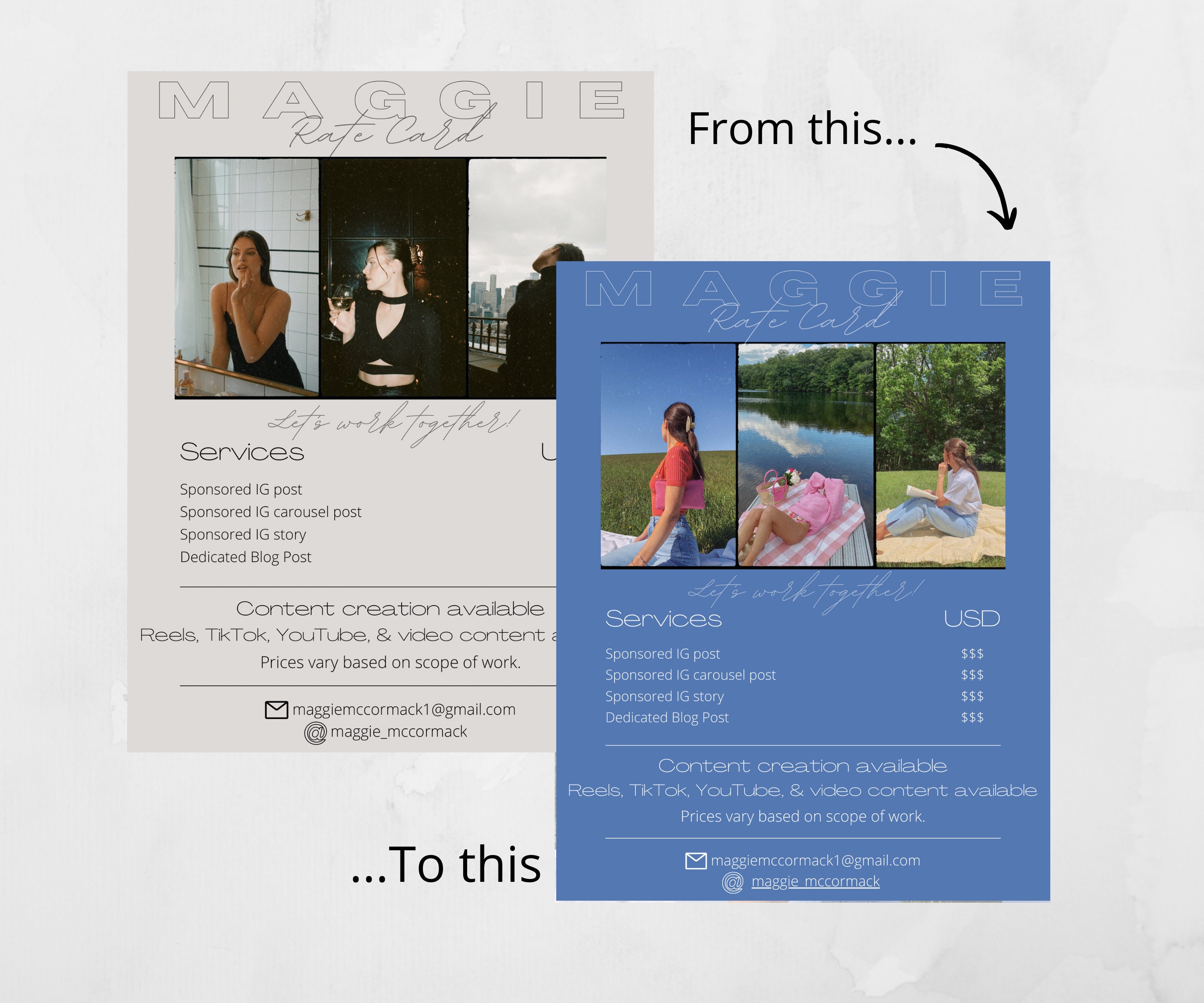 Influencer Rate Card Template 1 Page Rate Card Canva Etsy