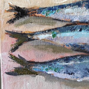 Sardines Painting Sardines Original Art Impasto Painting Semi Abstract ...