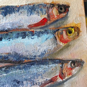 Sardines Painting Sardines Original Art Impasto Painting Semi Abstract ...