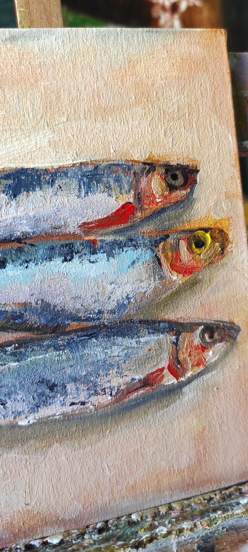 Sardines Painting Sardines Original Art Impasto Painting Semi Abstract ...