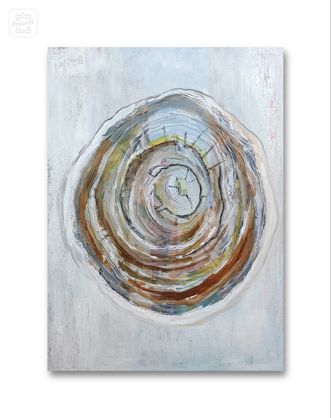 Tree Ring Wall Art Original Oil Painting Impasto Painting Tree Ring ...