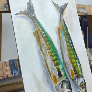 Sardines Painting Sardines Original Art Animal Oil Painting Semi ...