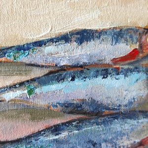 Sardines Painting Sardines Original Art Impasto Painting Semi Abstract ...