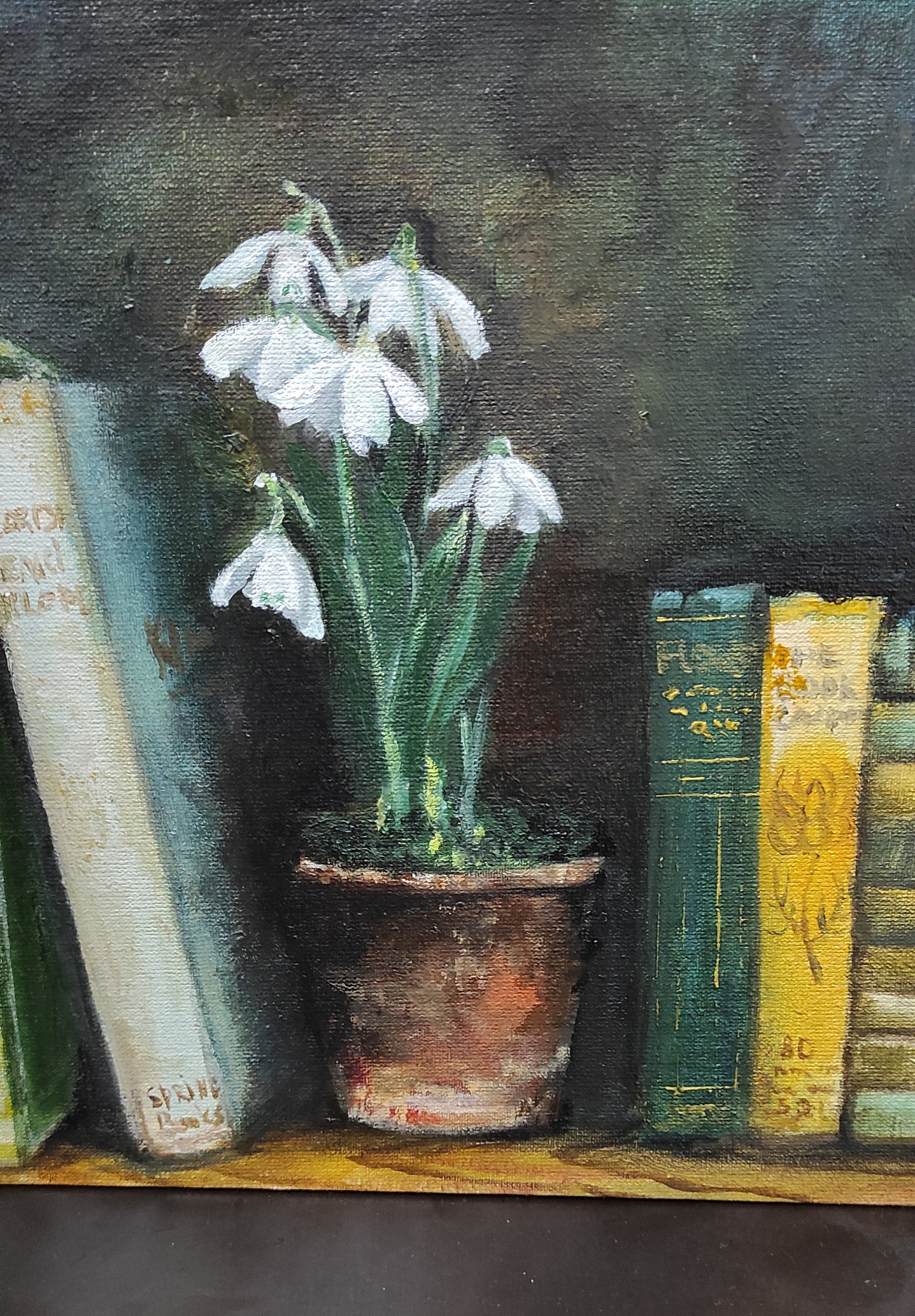 Snowdrop Flower Original Oil Painting on Canvas Board Vintage Oil ...