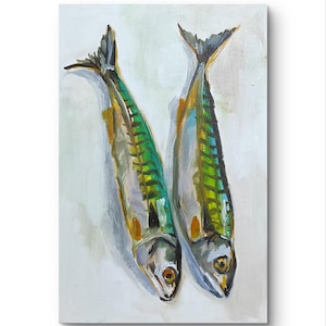 Sardines Painting Sardines Original Art Animal Oil Painting Semi ...