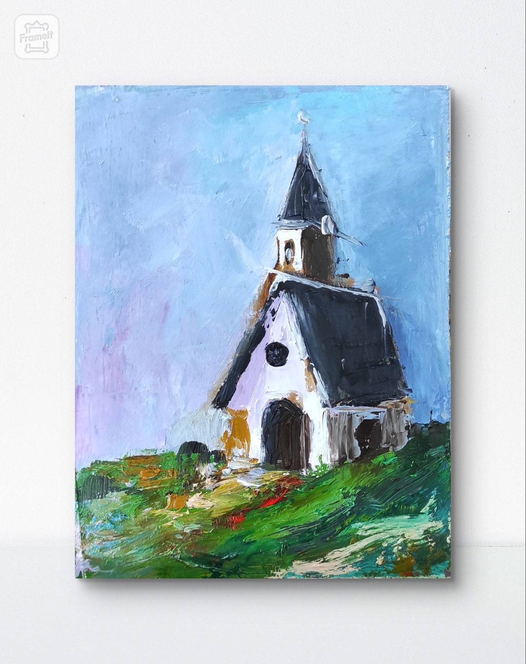 Church Painting, Church Wall Art, Impasto Painting, Original Wall Art ...