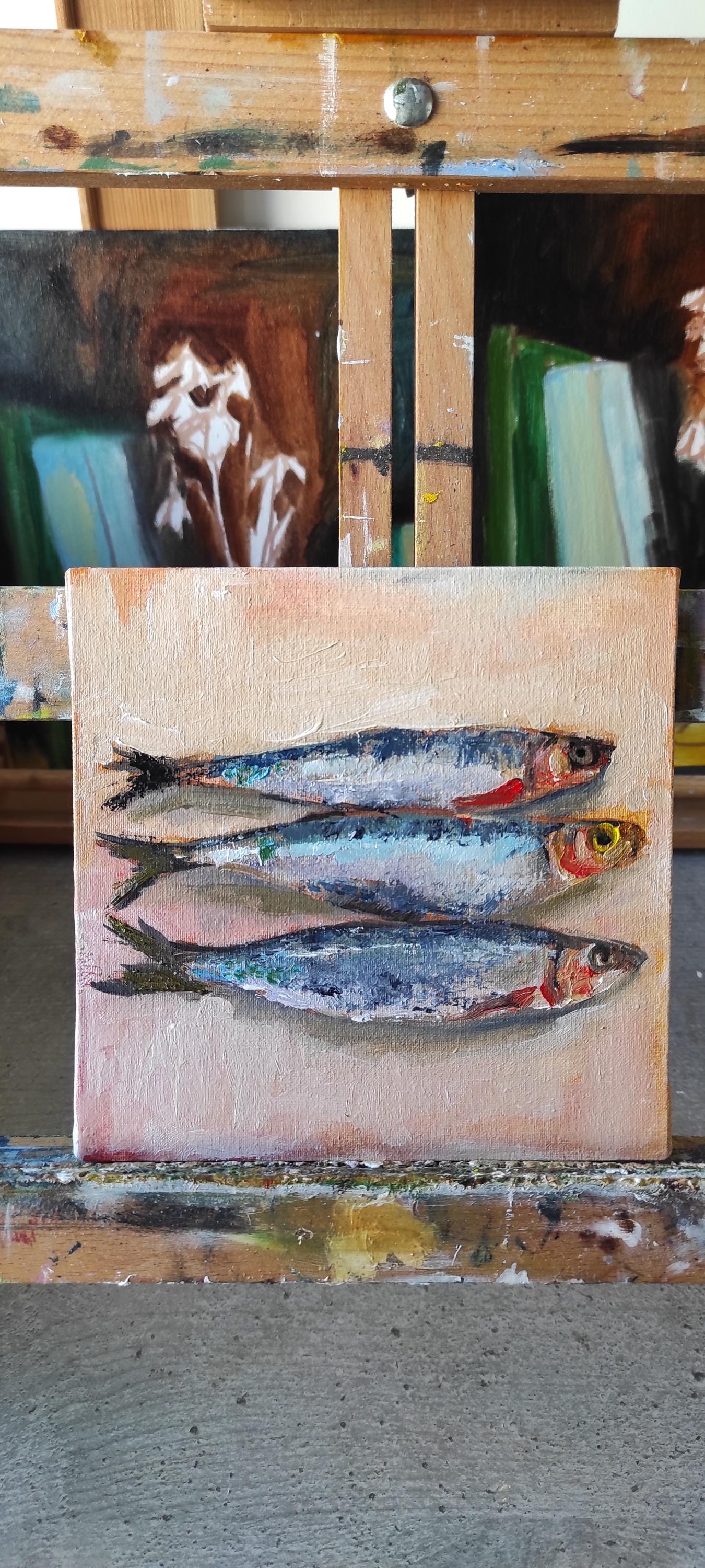 Sardines Painting Sardines Original Art Impasto Painting Semi Abstract ...