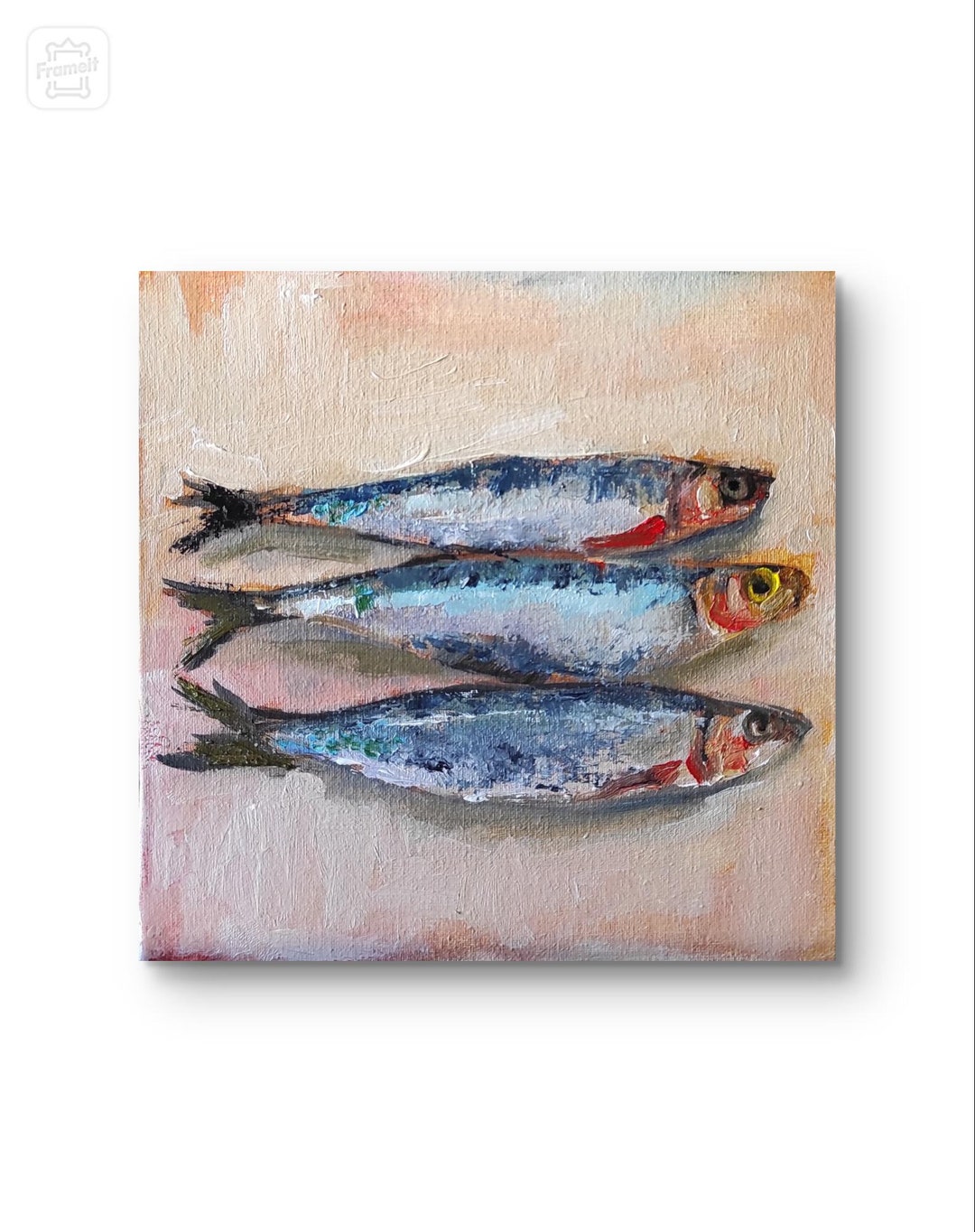 Sardines Painting Sardines Original Art Impasto Painting Semi Abstract ...