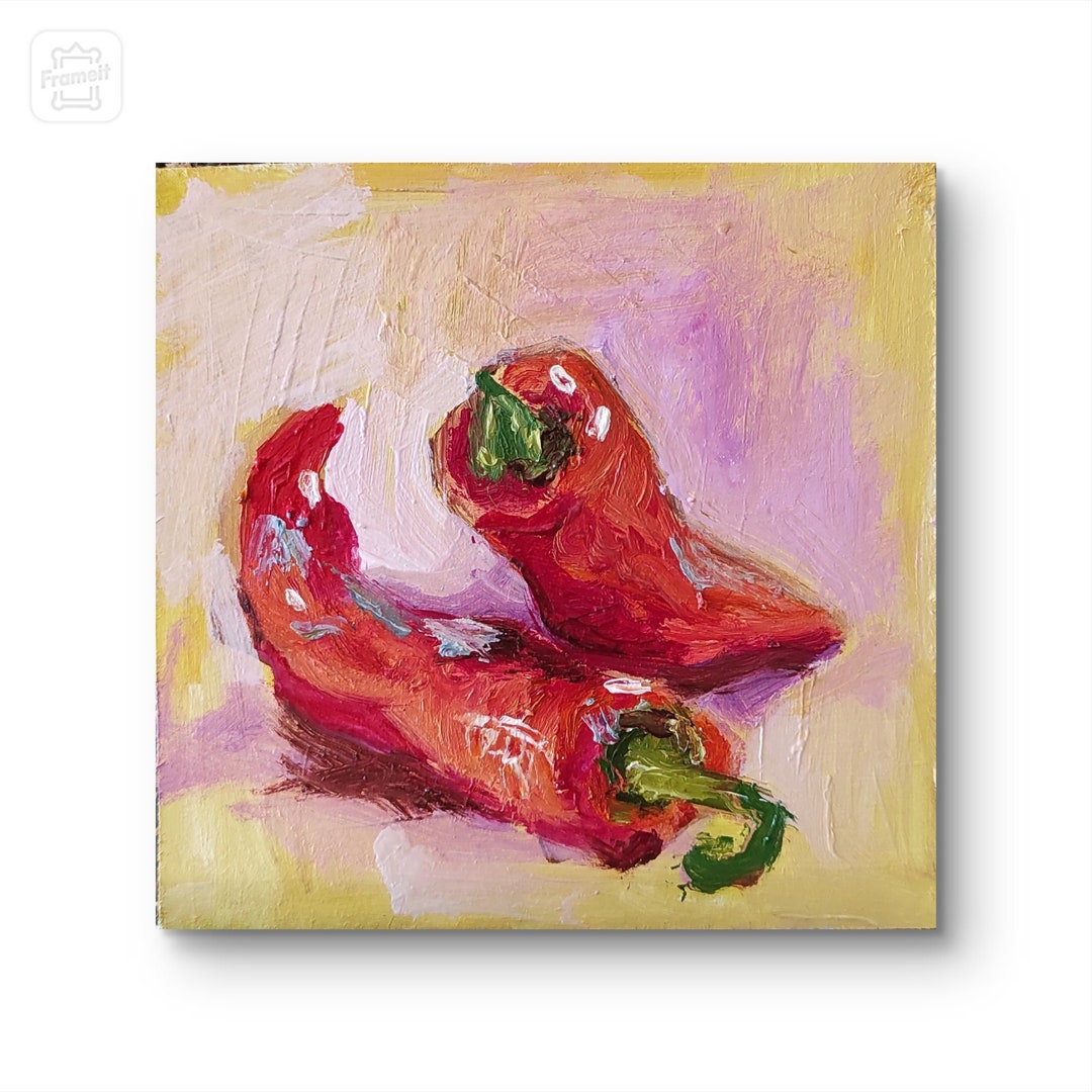 Chili Pepper Painting Vegetable Painting Impasto Oil Painting Kitchen ...